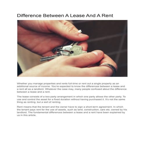 Difference between a lease and a rent | PDF