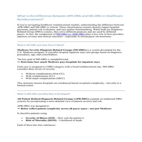 Understanding the Differences Between APR-DRG and MS-DRG | PDF