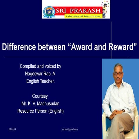 Difference between 'award and reward' | PPT