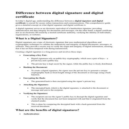 Difference between digital signature and digital certificate.pdf