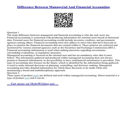 Difference Between Managerial And Financial Accounting | PDF