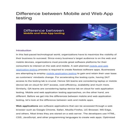 Difference Between Mobile And Web App Testing Pdf