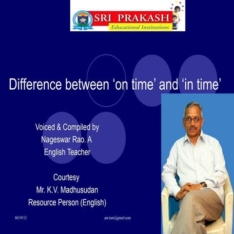 Difference between 'on time' and 'in time' | PPT