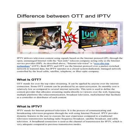 Difference between OTT and IPTV | PDF