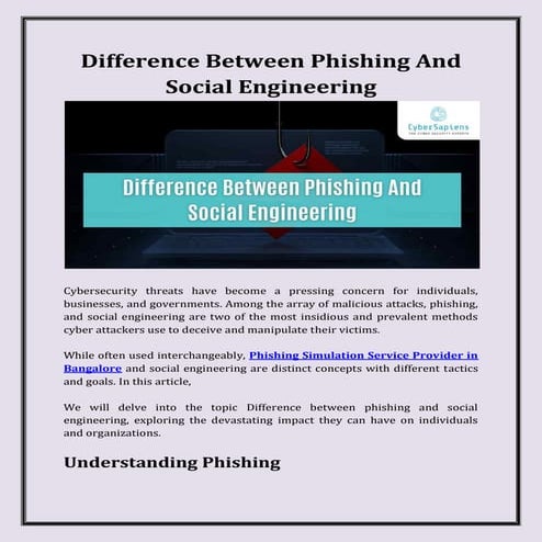 Difference Between Phishing And Social Engineering | PDF