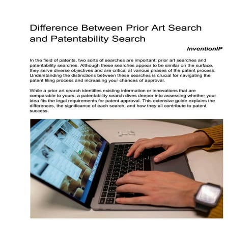 Difference Between Prior Art Search and Patentability Search | InventionIP | PDF