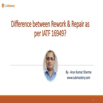 Difference between rework and repair as per IATF 16949:2106 | PDF