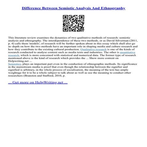 Difference Between Semiotic Analysis And Ethnography Pdf