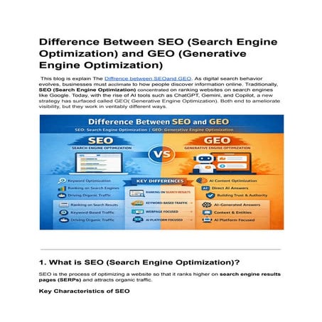 Generative Engine Optimization (GEO) The Future of Search Visibility | PPTX