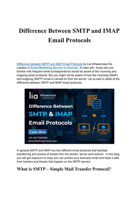 Difference Between Smtp And Imap Email Protocols Pdf