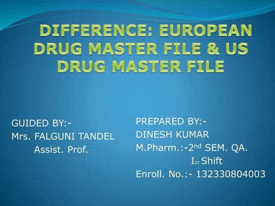 DMF CEP | PPTX | Pharmaceutical Industry | Industries