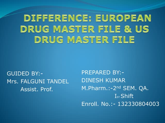 DMF Drug Master File | PPTX