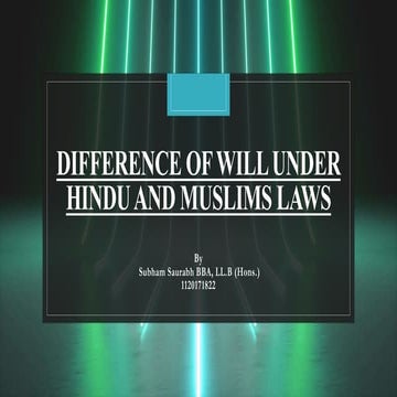 Difference of will under hindu and muslims laws | PPT