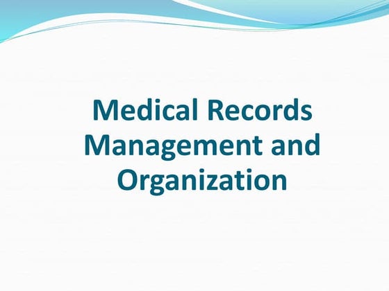 Org and management of medical record dept. | PDF