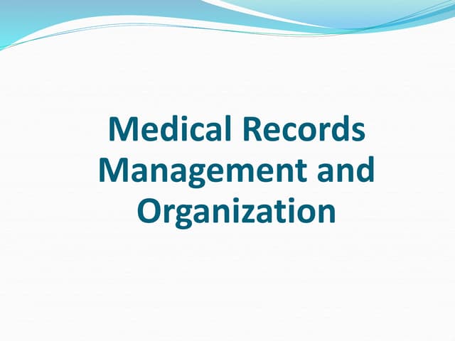 Org and management of medical record dept. | PDF