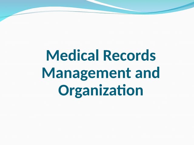 Org and management of medical record dept. | PDF