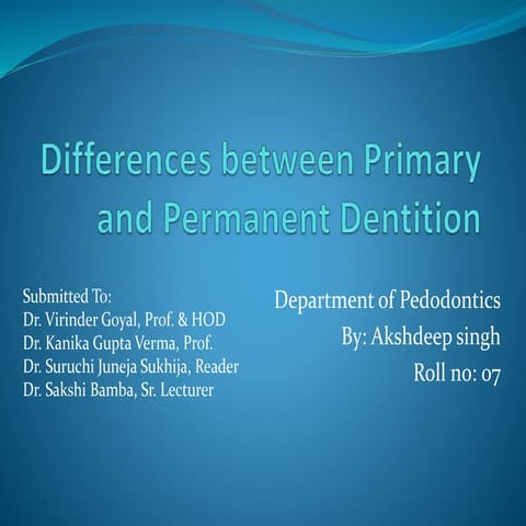 Differences between primary and permanent dentition | PPTX