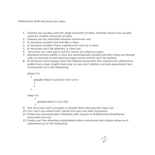 Differences between structure and class | PDF