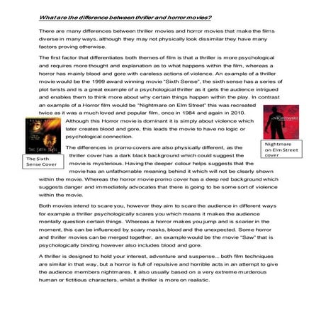 Differences between thriller movies & horror movies | PDF