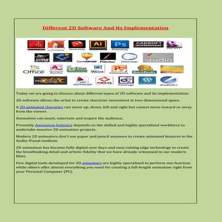 Different 2D Software And Its Implementation | PDF