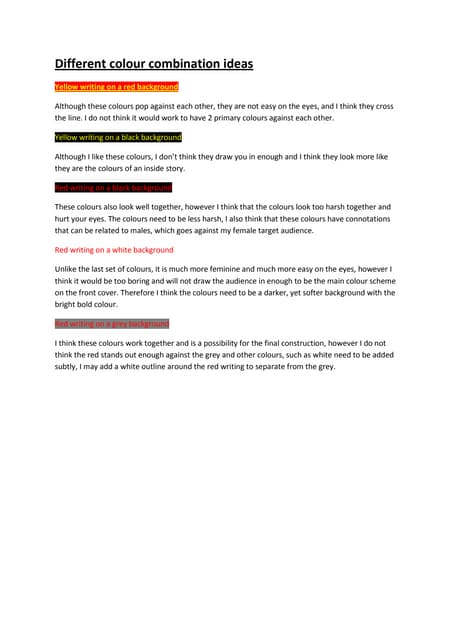 Colour palette analysis | PPT