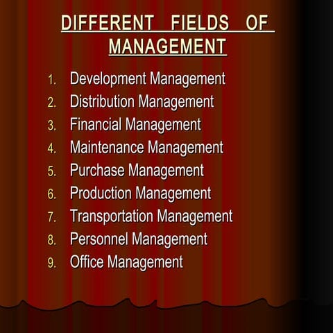 Different fields of management | PPT