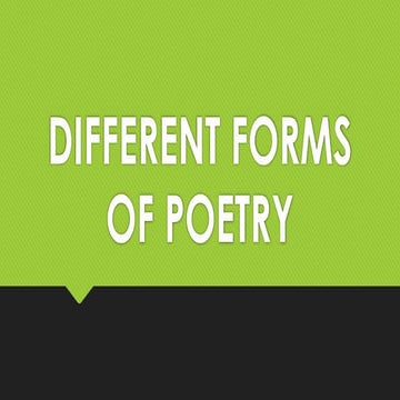 DIFFERENT FORMS OF POETRY/TYPES OF POETRY/ POETRY/POEMS | PPTX