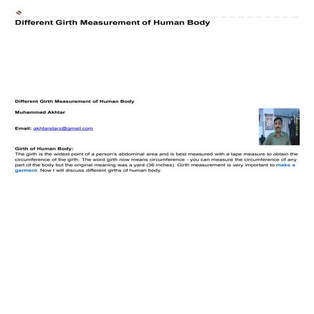 Different girth measurement of human body | PDF