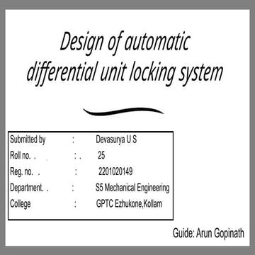 Design of automatic differential unit locking system | PPTX