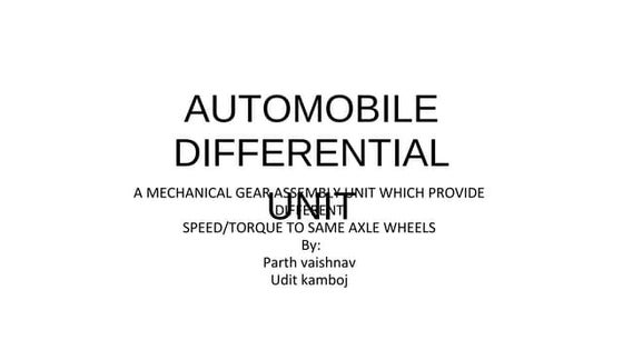 Automobile Differential System | PPTX | Off-Road Vehicles | Auto Body ...