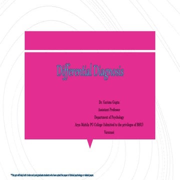 Differential Diagnosis Proposed New Algorithm For Differential