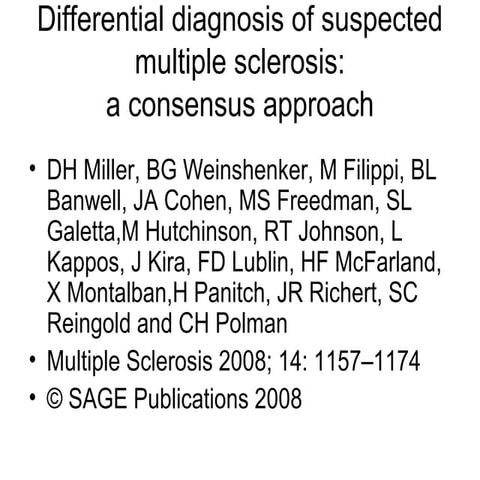 Differential diagnosis of suspected multiple sclerosis | PPT