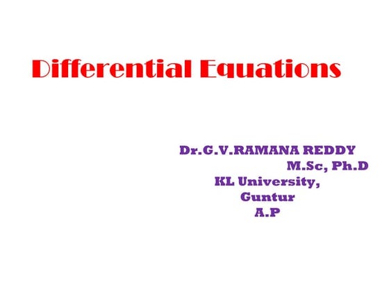 Differential equation and Laplace transform | PPT