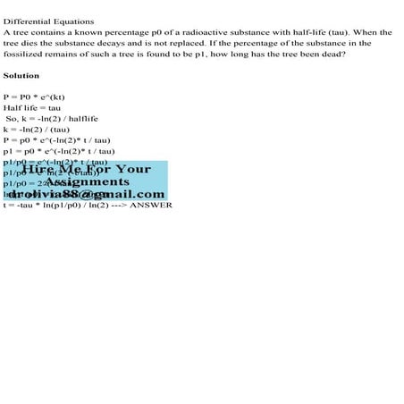 Differential EquationsA tree contains a known percentage p0 of a r.pdf