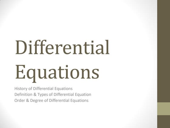 First Order Ordinary Differential Equation | PPTX | Physics | Science