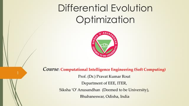 Differential Evolution Optimization Technique Ppt