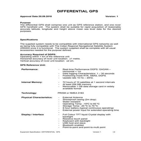 Differential gps | DOC | Auto Navigation Systems | Auto Technology