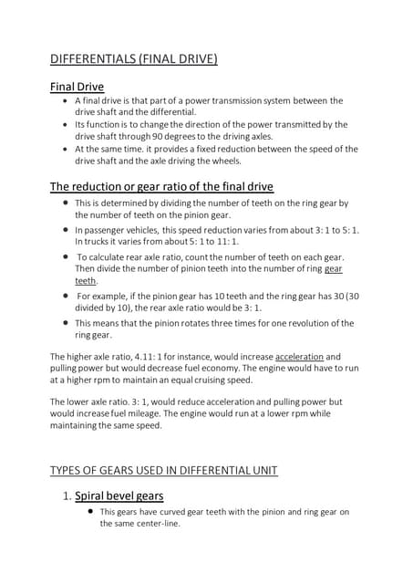 Automobile Differential System | PPTX | Off-Road Vehicles | Auto Body ...
