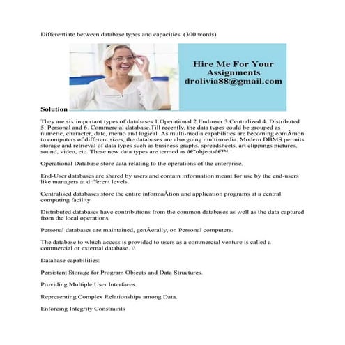 Differentiate between database types and capacities- (300 words)Soluti.docx