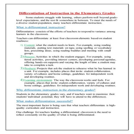 Differentiation of Instruction in the Elementary Grades.docx