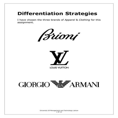 Differentiation Strategies Of Brioni, Louis Vuitton And Giorgio Armani | DOC