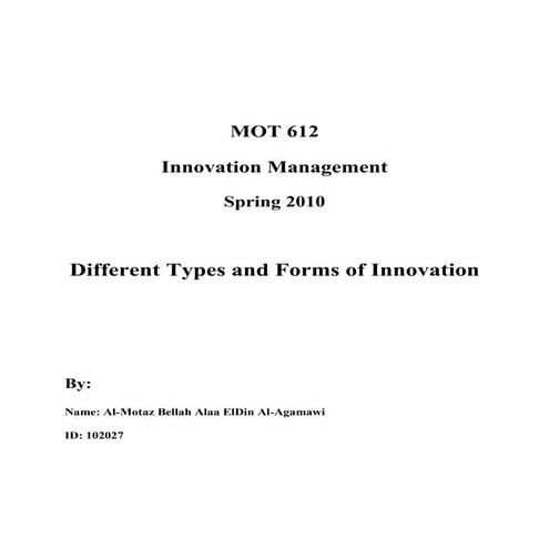 Different Types and Forms of Innovation | DOCX