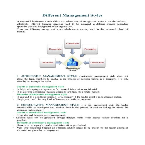 Different management styles | DOCX