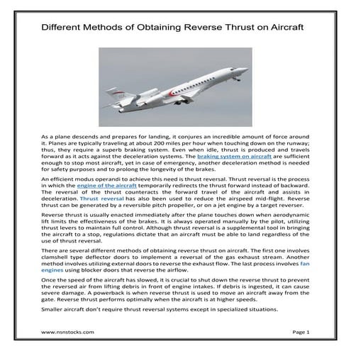 Different methods of obtaining reverse thrust on aircraft - NSN Stocks ...