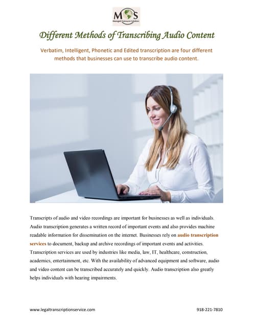 General Transcription Services and its types | PPT