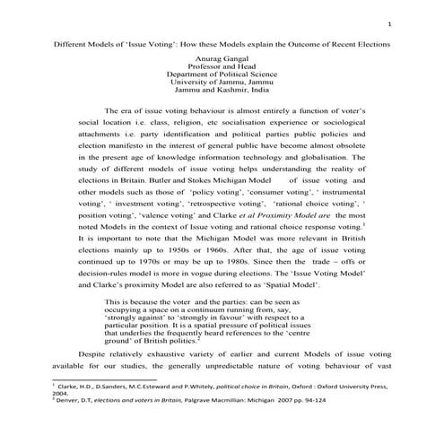 Different models of issue voting in britain | PDF