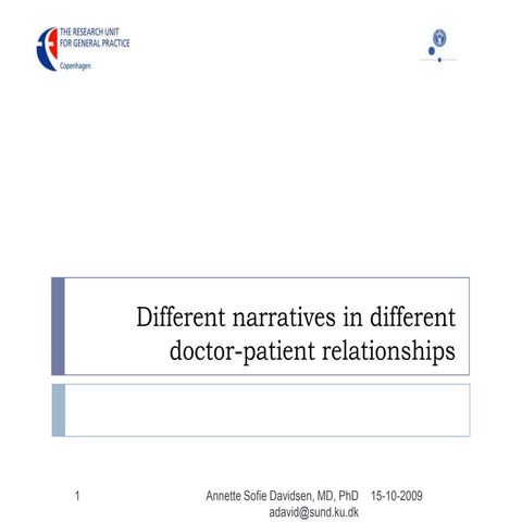 Different Narratives In Different Doctor Patient Relationships by Sofie ...