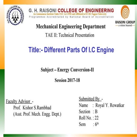 Different part of ic engine | PPT
