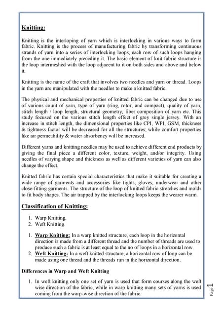 Circular knitting machine parts & function | PPTX