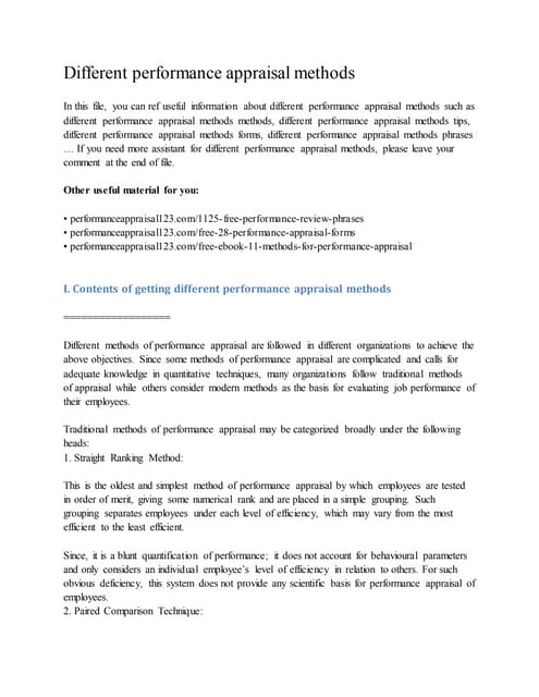 Methods of performance appraisal | PPTX